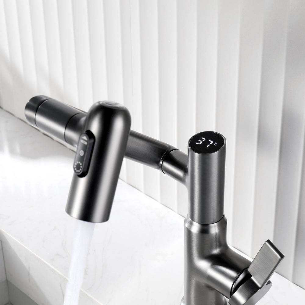 Ihomdiy Single-Hole Rotatable Faucet with Temperature Display