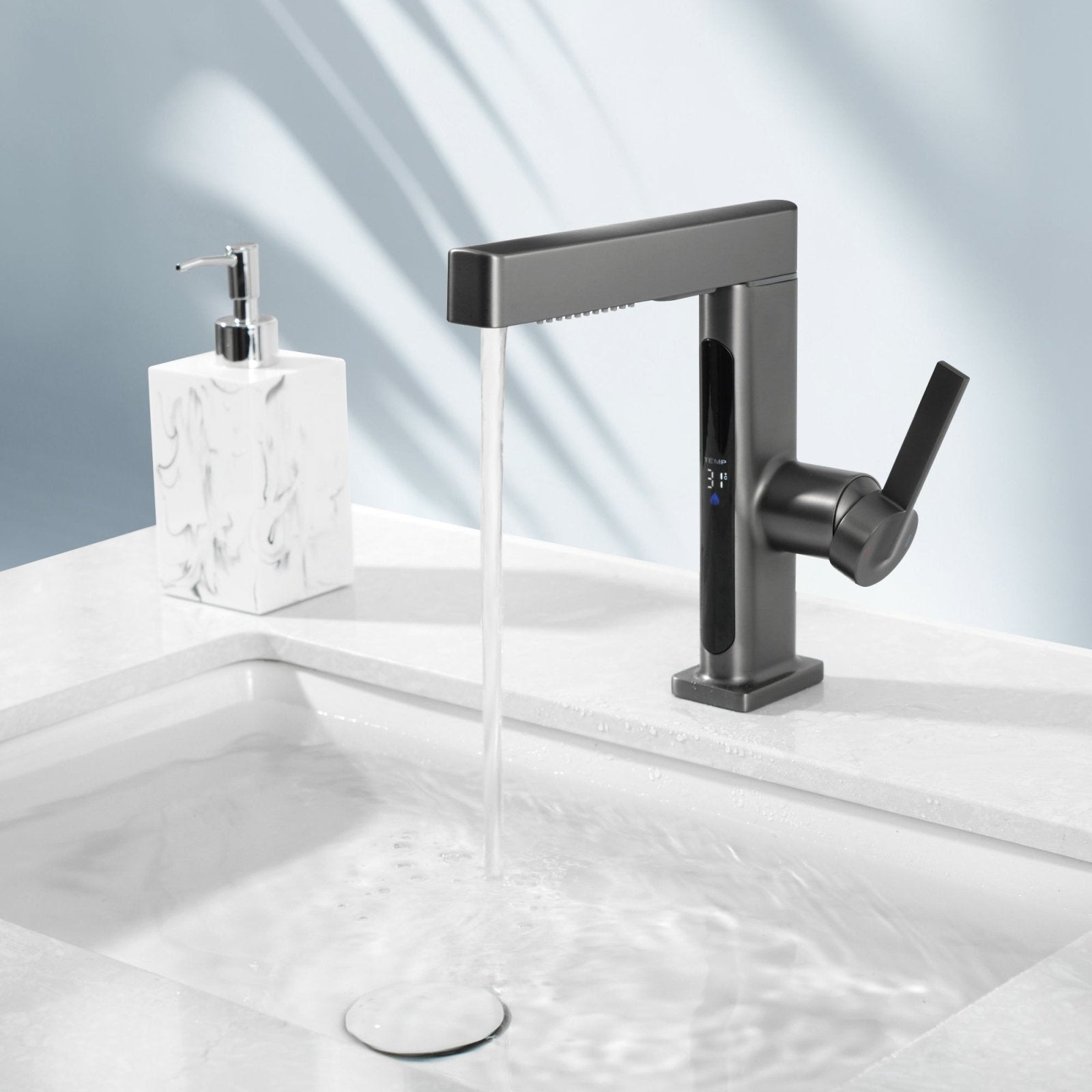 Ihomdiy Single-Hole Smart Bathroom Faucet with Temperature Display